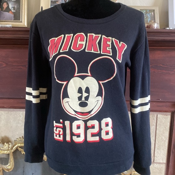 Disney | Sweaters | Disney Mickey Est 928 Black Beige Stripes ...